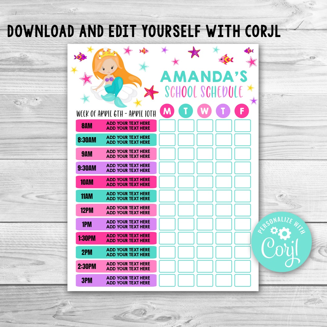 Mermaid Homeschool Schedule, Mermaid Daily Routine, Kids Daily Schedule ...