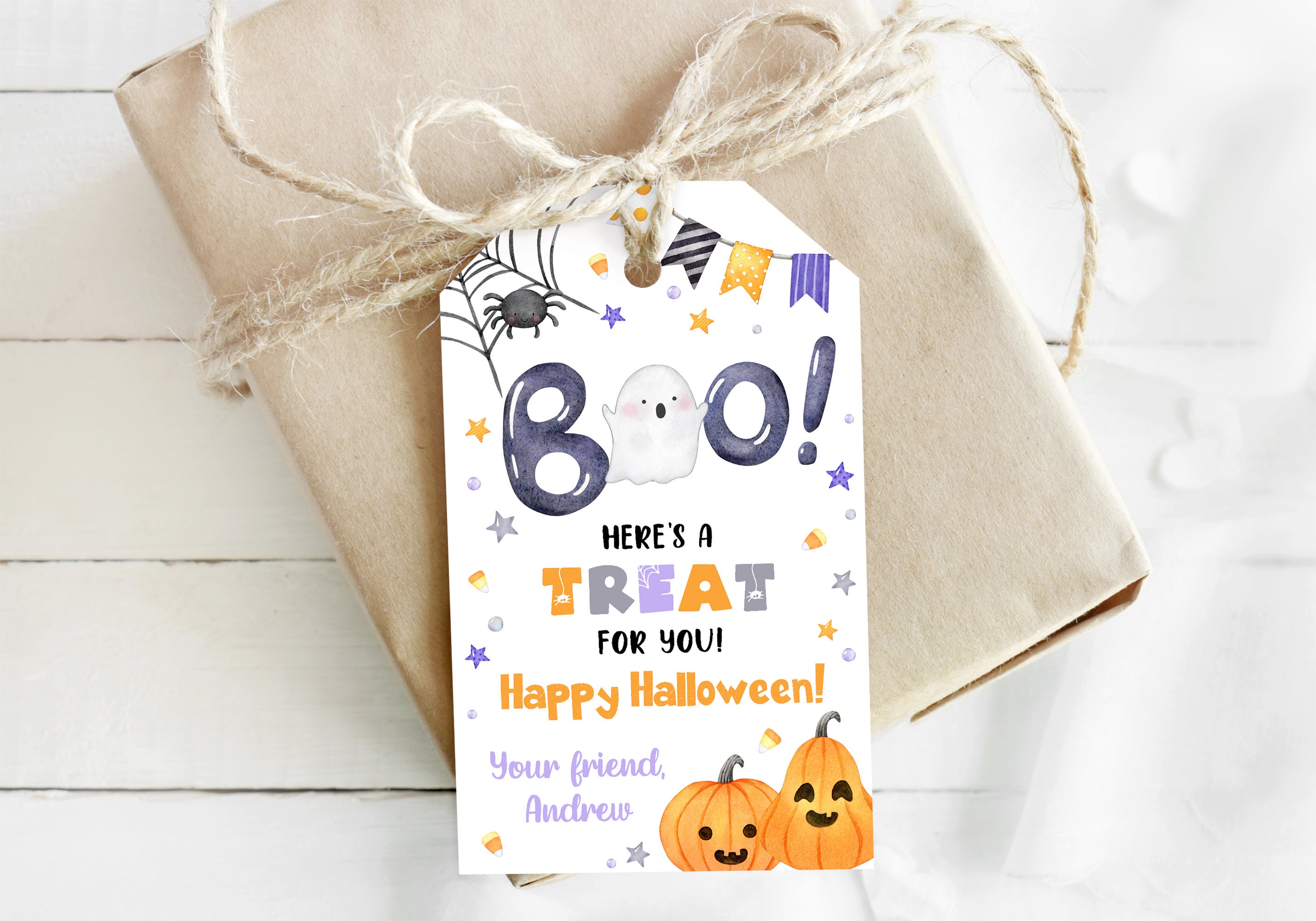 EDITABLE Halloween Treat Tags, Boo Halloween Tags, Halloween Pumpkin ...