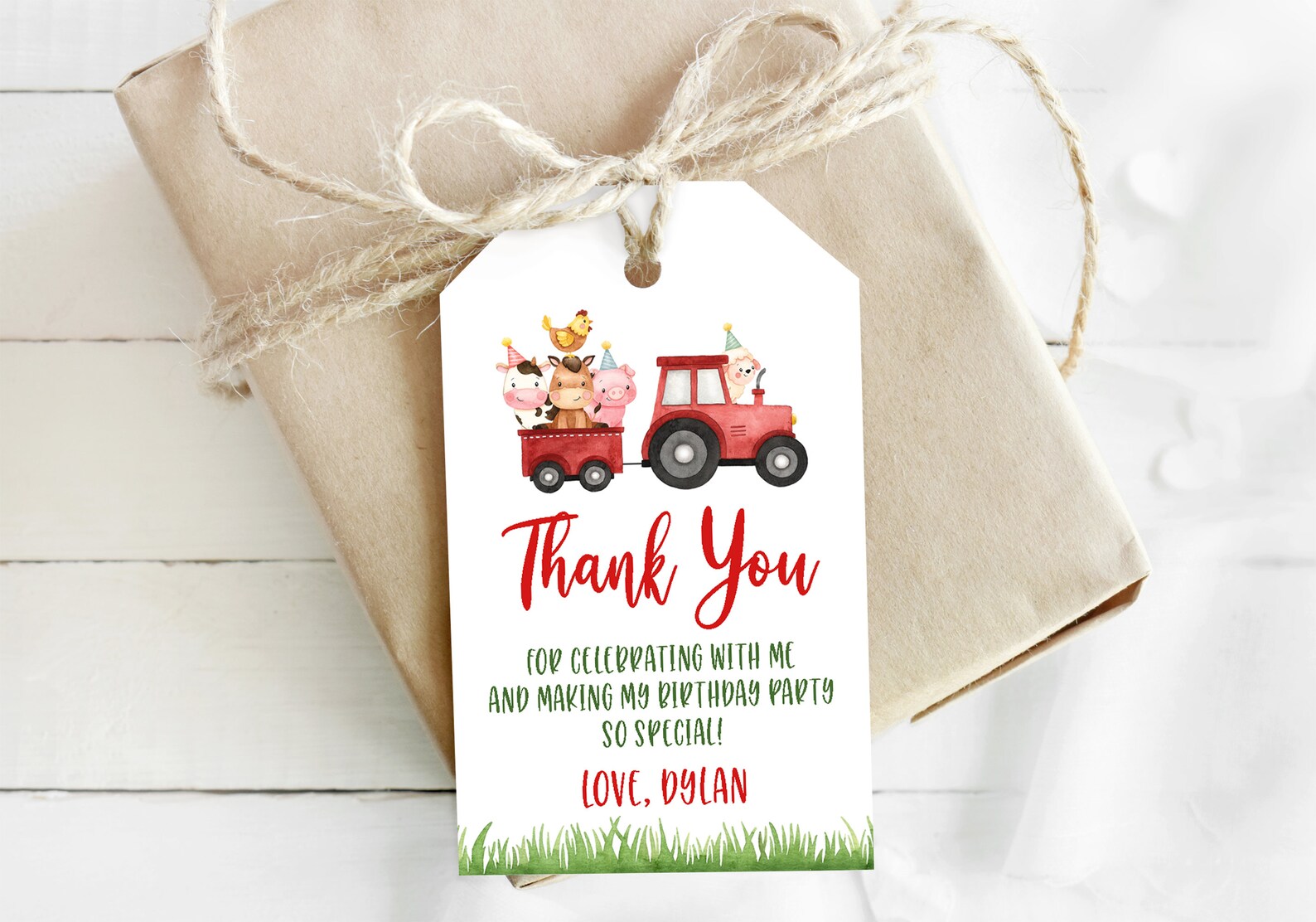 EDITABLE Farm Animals Favor Tag Printable Red Farm Thank You - Etsy