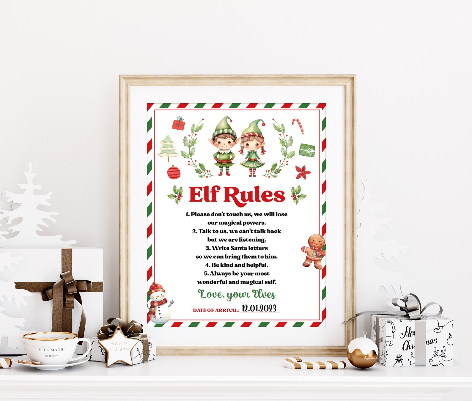 Editable Elf Rules to Follow Santa Elf Arrival Rules Sign Elf No ...