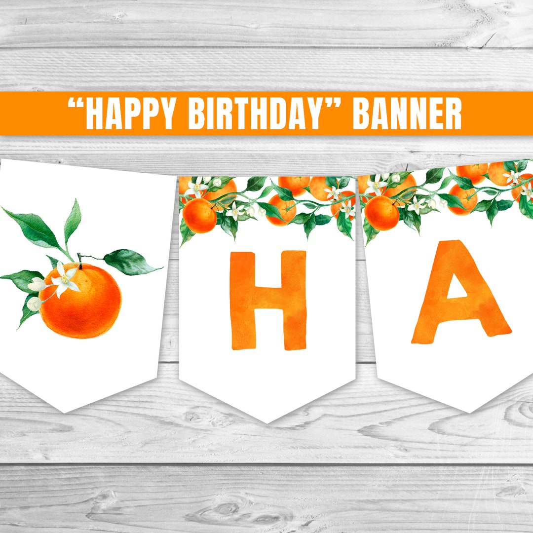 Little Cutie Happy Birthday Banner Orange Birthday Banner Cutie ...