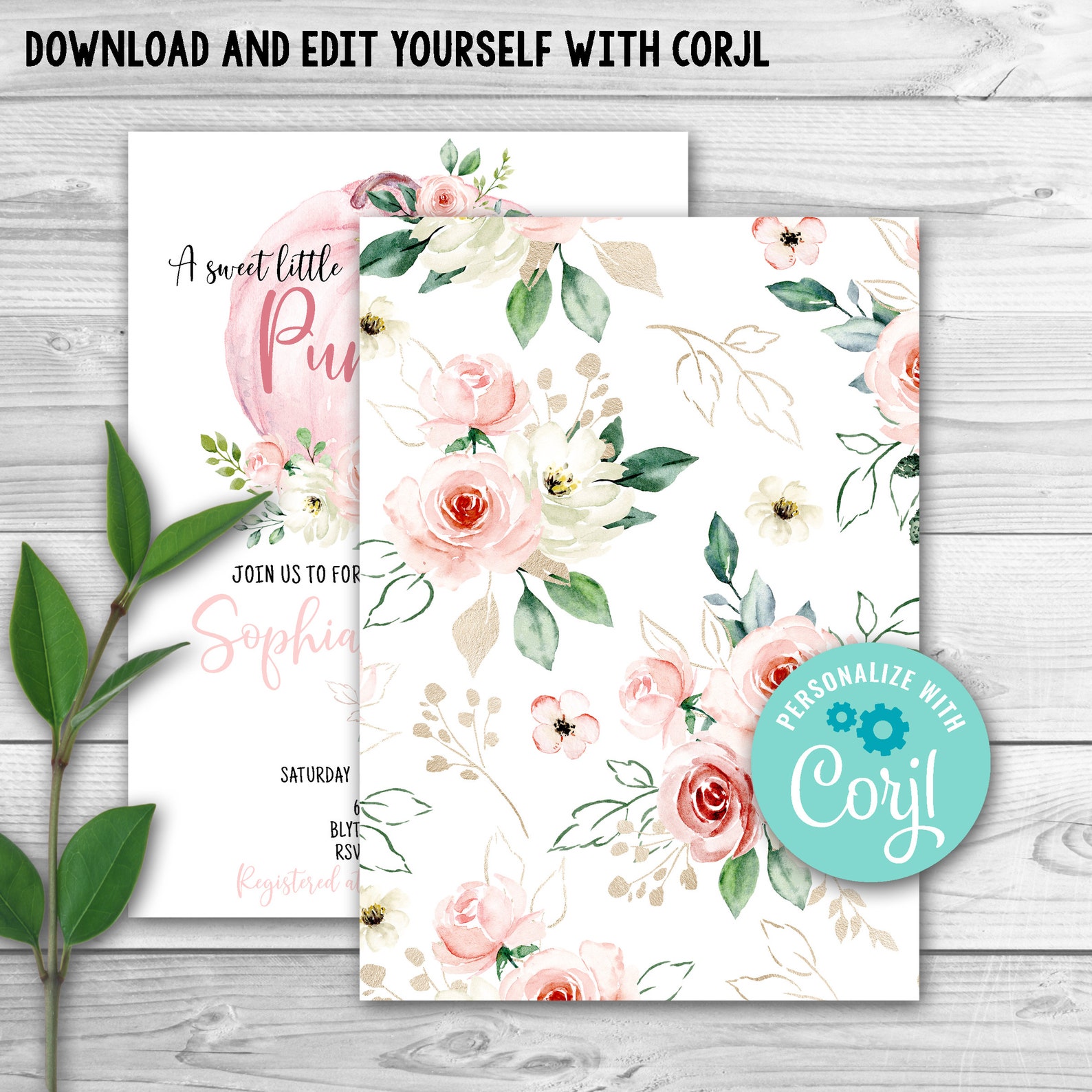 EDITABLE Blush Fall Baby Shower Invitation. Little Pumpkin | Etsy