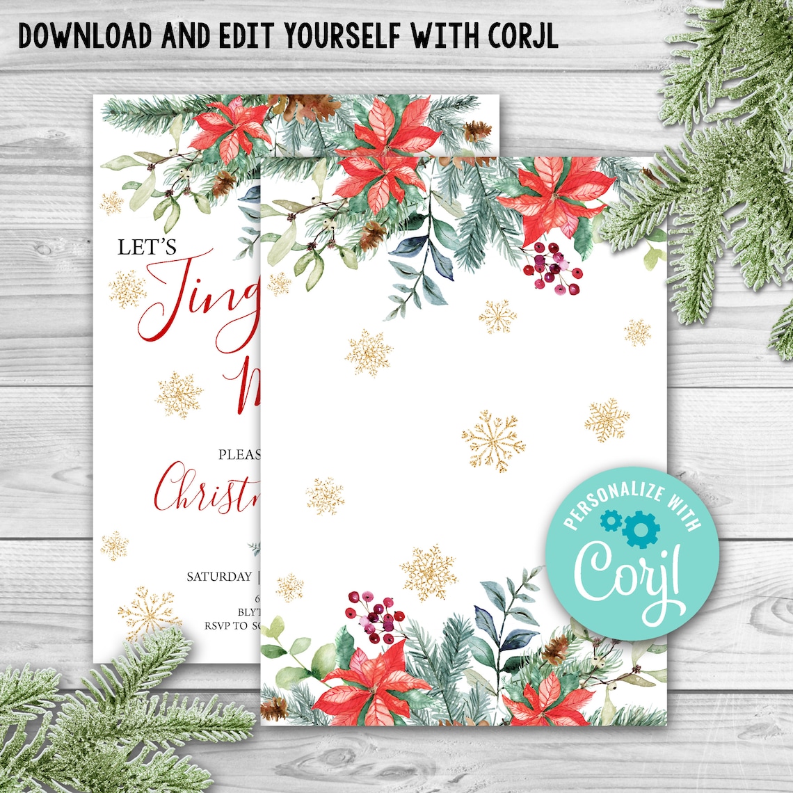 EDITABLE Jingle and Mingle Christmas Invitation Christmas - Etsy