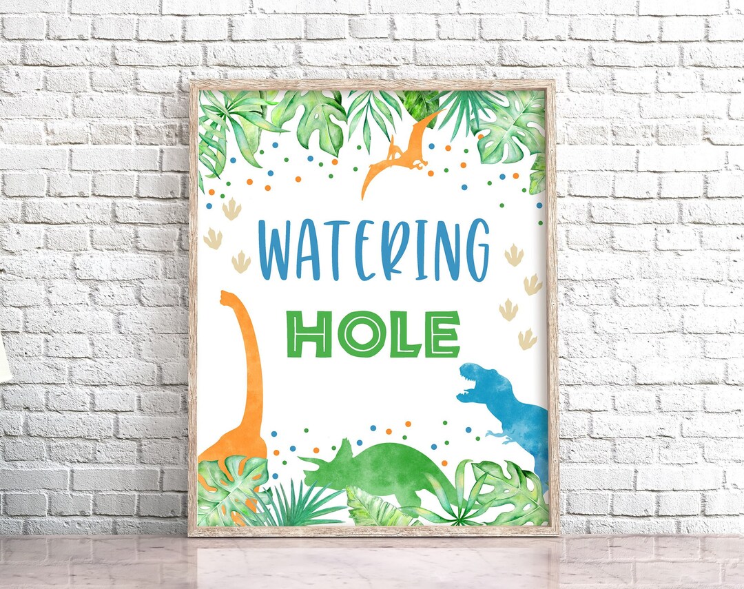 Dinosaur Watering Hole Sign Dinosaur Table Decor Printable Watering ...