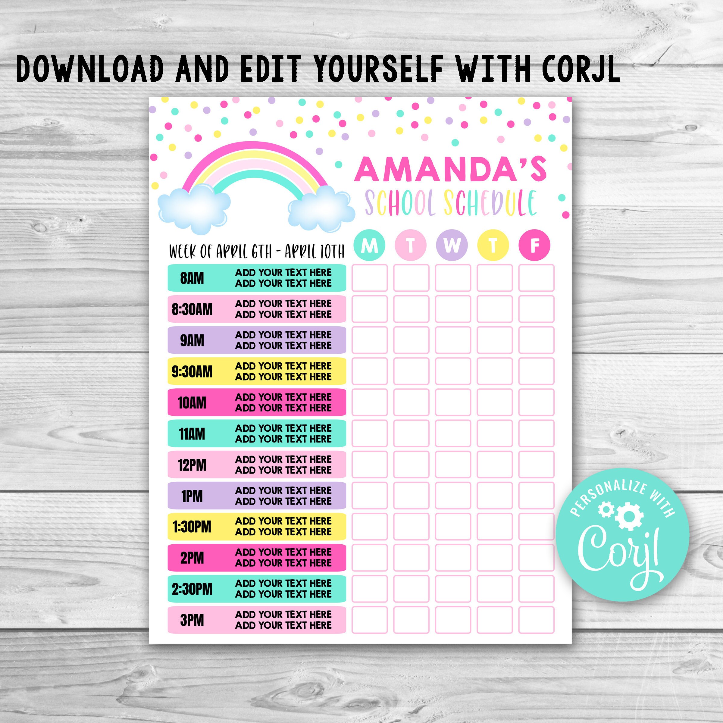 Rainbow Homeschool Schedule Rainbow Daily Routine Kids Daily | Etsy