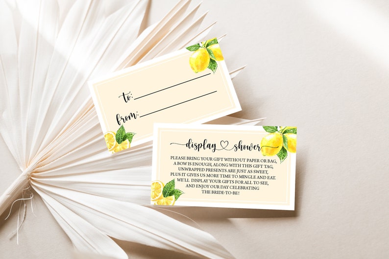 Lemon Display Shower Insert Card Citrus Display Shower Tags - Etsy