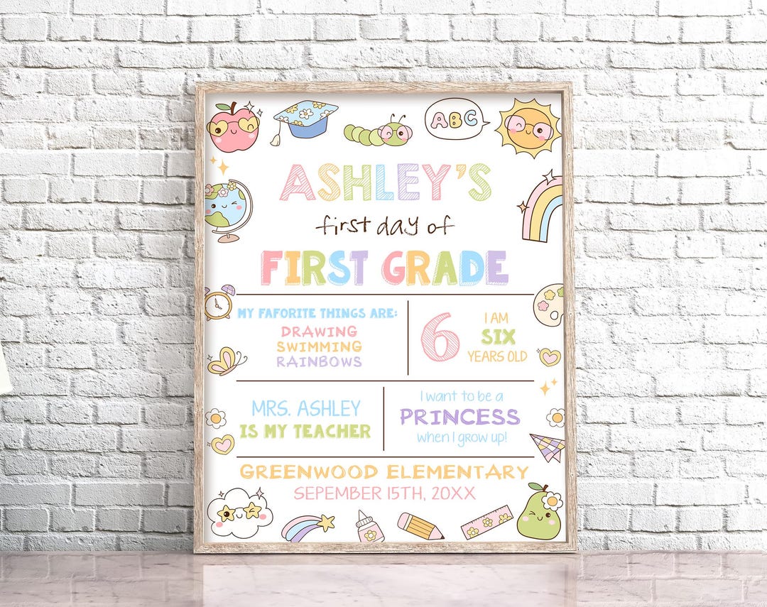 Editable First Day of 1st Grade Sign First Day of First Grade Board ...