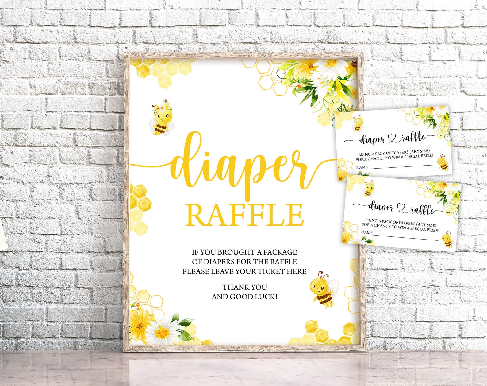 Honey Bee Baby Shower Diaper Raffle Sign Bee Diaper Raffle Card Babee ...