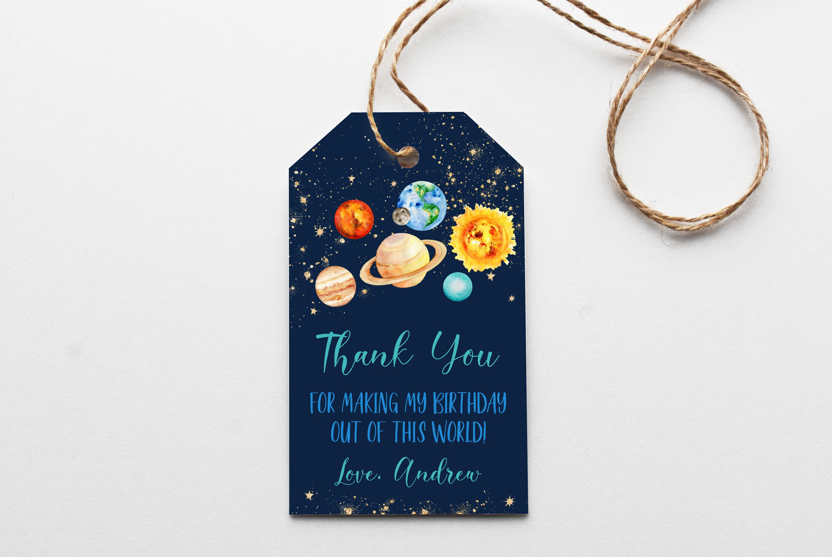 EDITABLE Space Birthday Favor Tags Galaxy Planets Outer Space - Etsy