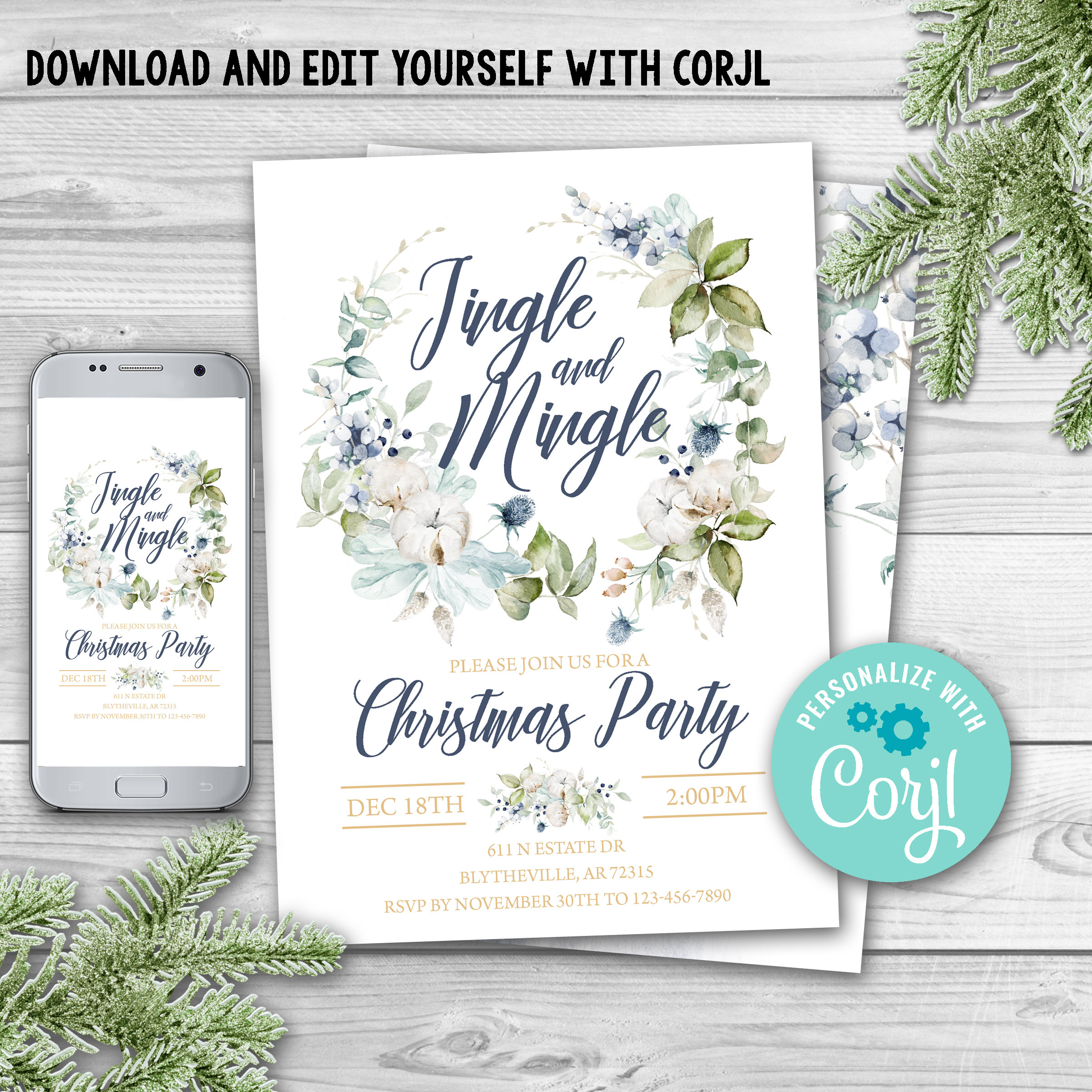 EDITABLE Jingle and Mingle Christmas Invite Printable. | Etsy