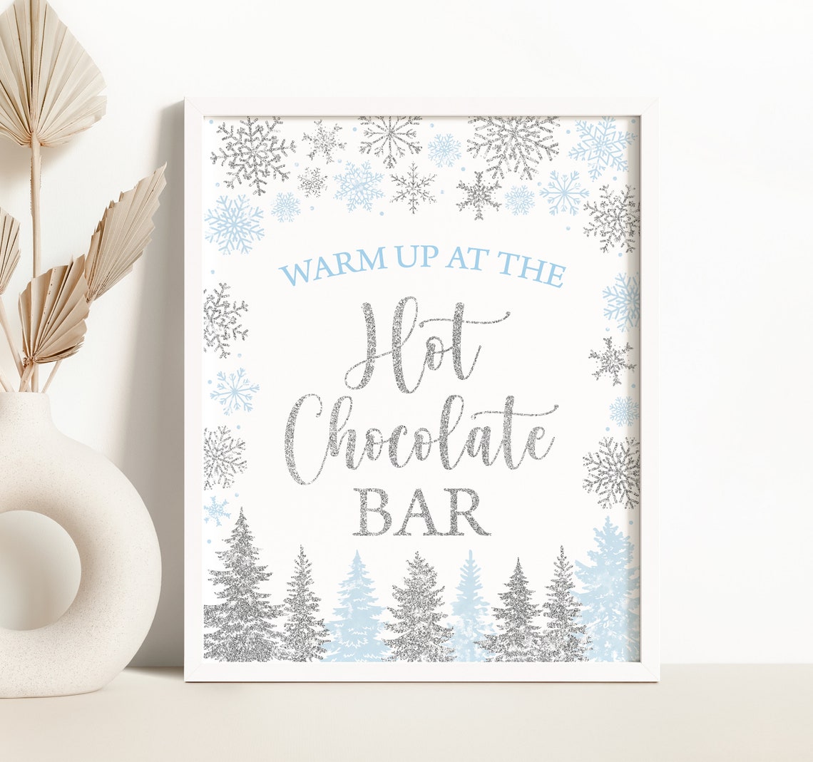 Winter Snowflake Hot Chocolate Bar Sign Holiday Warm up at the Hot ...