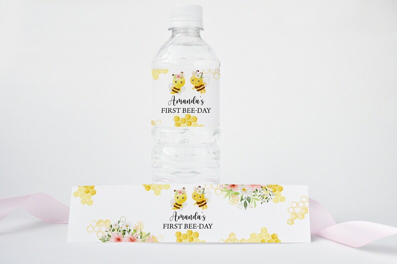 EDITABLE Bee Bottle Label Bumble Bee Water Labels Printable - Etsy