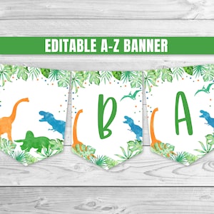 Editable Dinosaur Banner Boy Dinosaur Birthday A-Z Banner Prehistoric ...