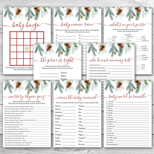 Christmas Baby Shower Game Package 8 Printable Winter Baby - Etsy