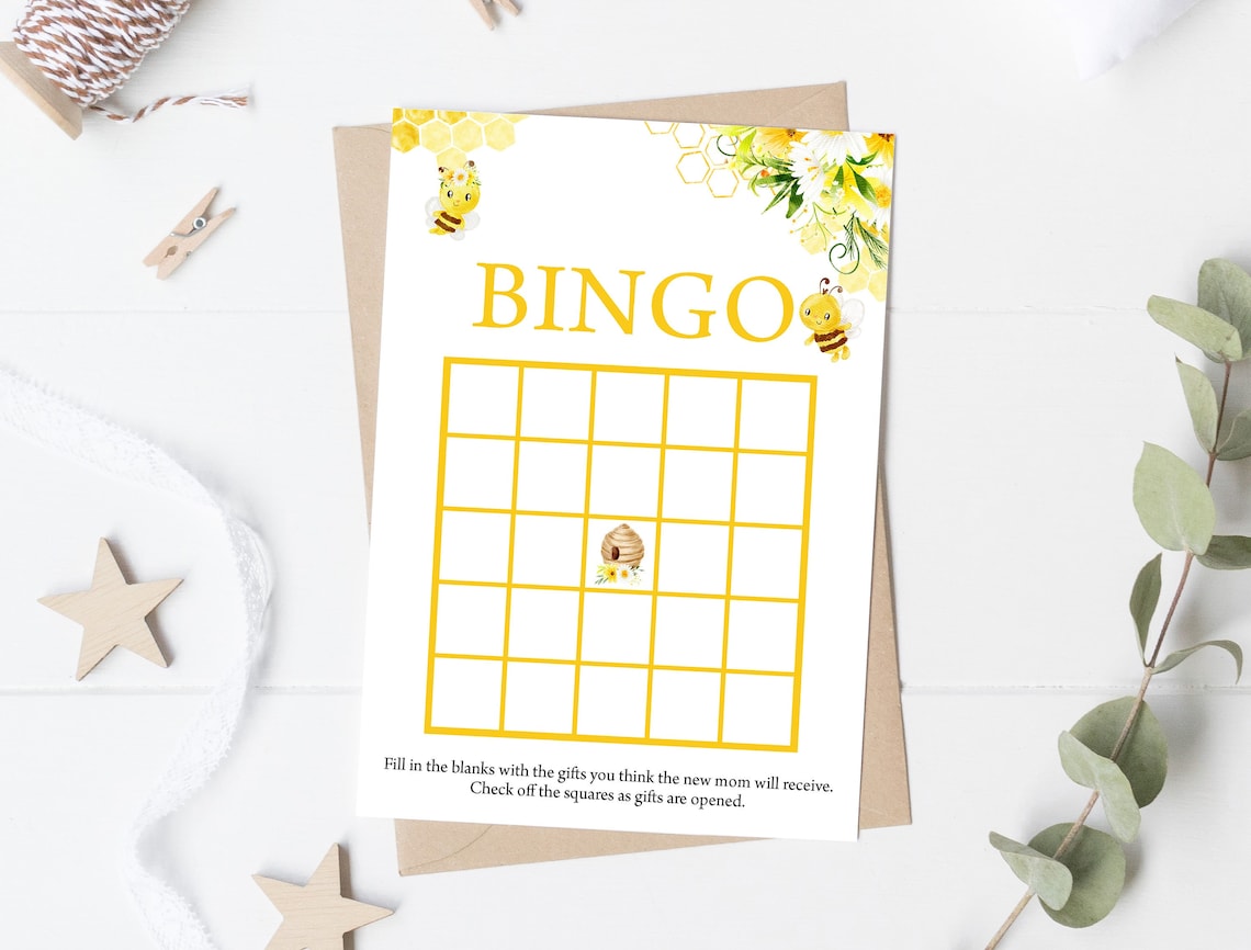 Bee Baby Bingo Baby Shower Game Honey Bee Bingo Baby Shower | Etsy