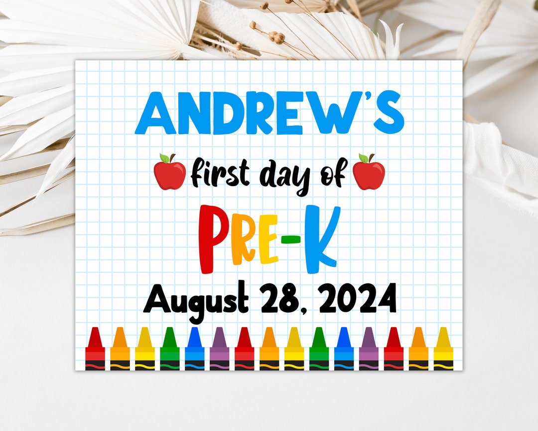 Editable First Day of Pre-k Sign Rainbow First Day of School Sign ...