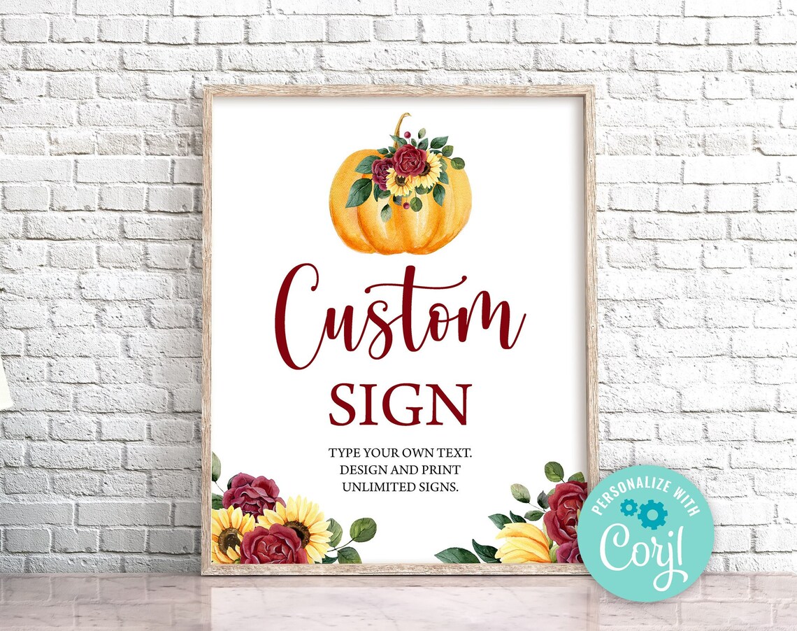 EDITABLE Pumpkin Custom Sign Pumpkin Birthday Custom Sign Pumpkin Baby ...