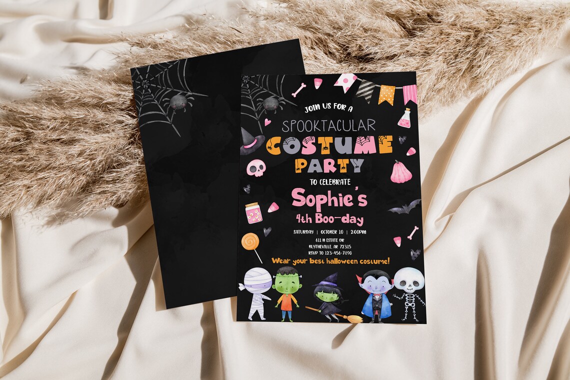 Editable Halloween Costume Party Invitation Halloween Birthday - Etsy