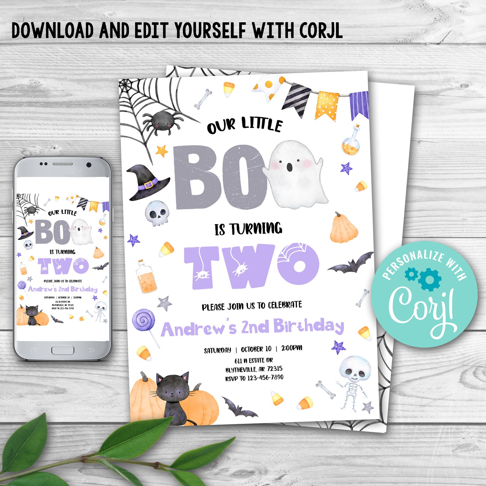 Editable Our Little Boo Birthday Party Invitation Halloween - Etsy