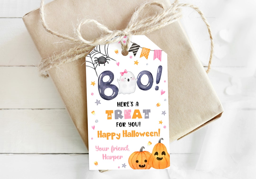 EDITABLE Halloween Treat Tag Boo Halloween Tags Halloween Pumpkin Party ...