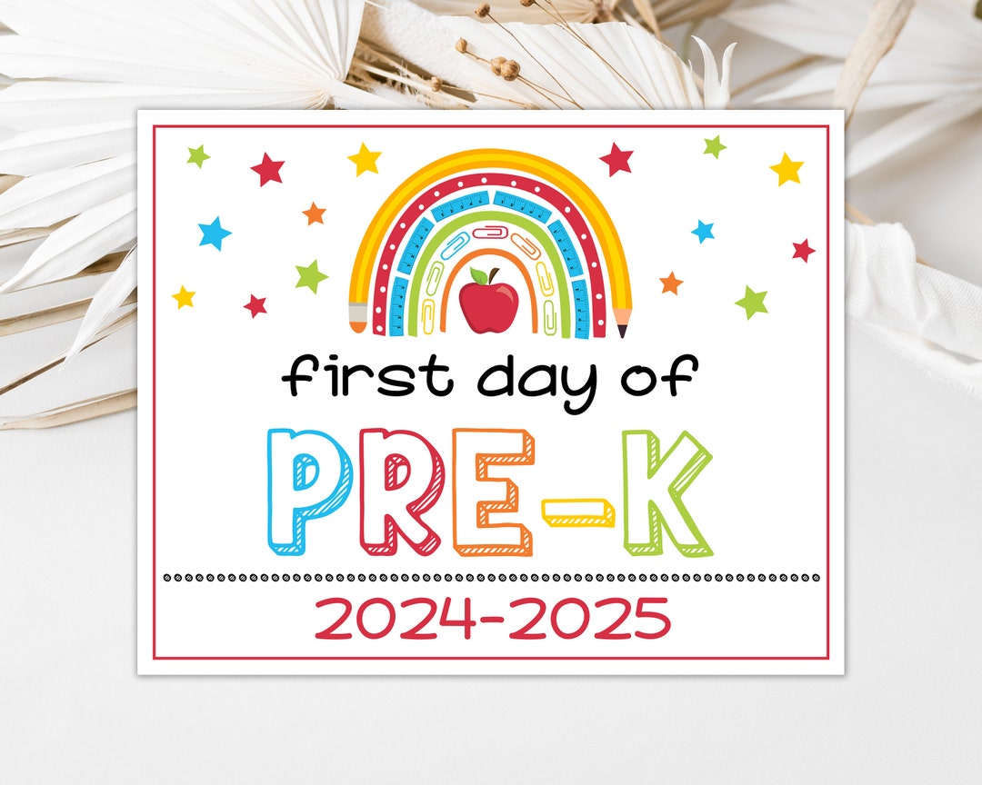 Back to School Sign First Day of Pre-k Sign First Day of School Sign ...