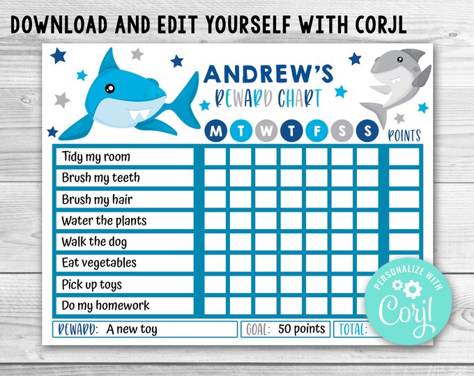 Editable Superhero Chore Chart Reward Chart Personalise the Name Etc ...