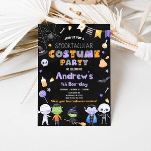 EDITABLE Halloween Birthday Invitation and Bundle Halloween Costume ...
