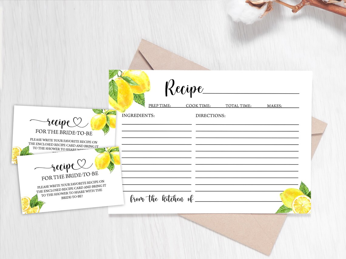 Lemon Recipe Card Printable Lemon Recipe Request Insert She Found Her ...