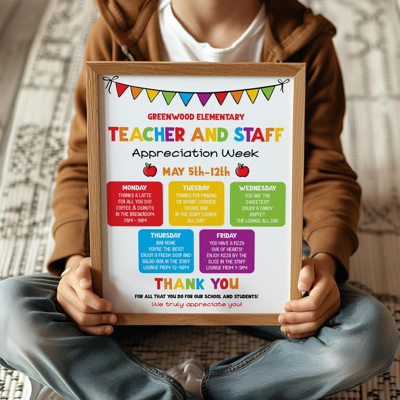 Editable Teacher Appreciation Week Itinerary Poster Teachers Staff ...