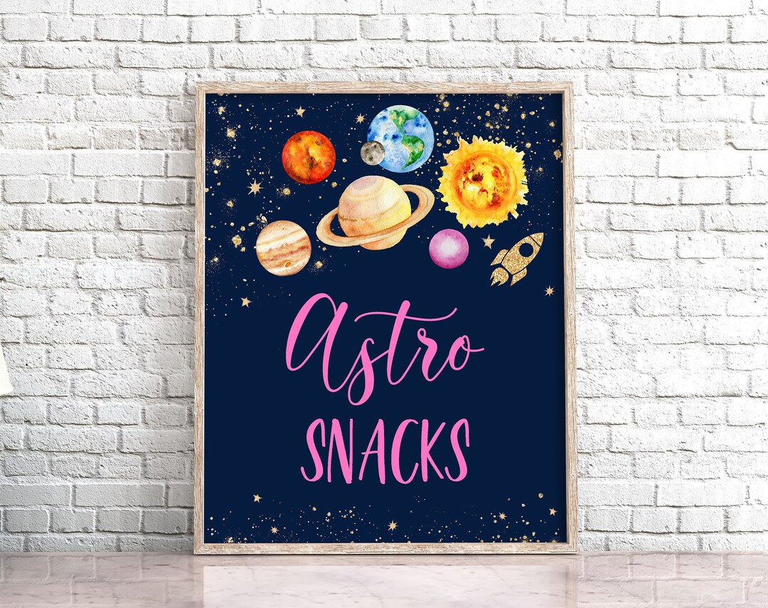 Astro Snacks Space Party Sign Outer Space Astro Snacks Sign Planet ...