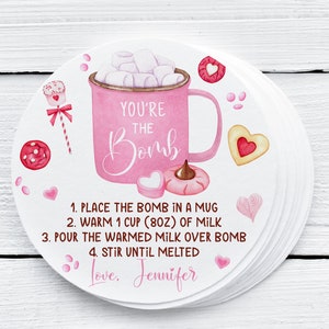 Valentine Hot Cocoa Bomb Tags, Hot Chocolate Bomb Instruction Tag ...