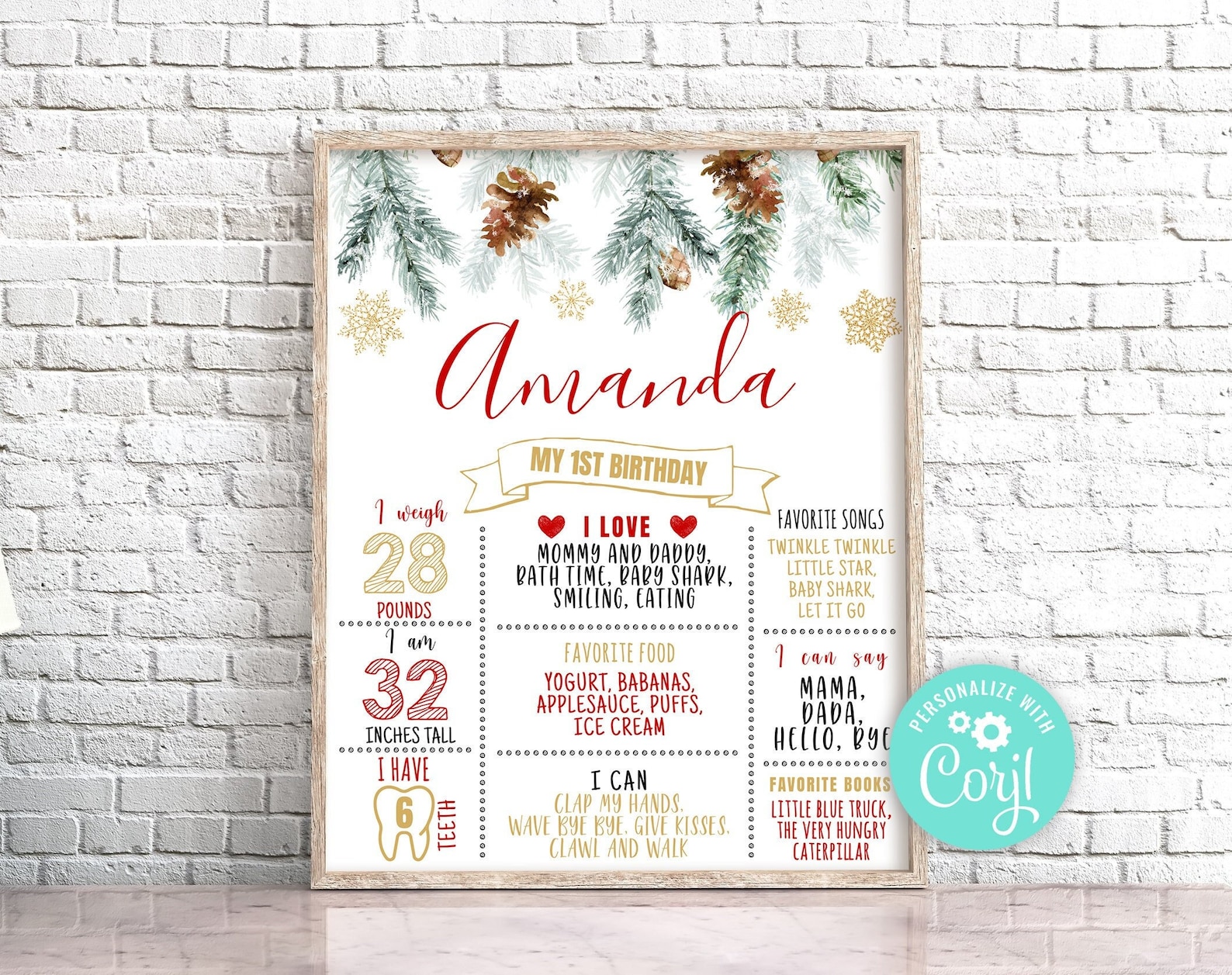 Editable Winter Milestone Birthday Poster Winter Onederland | Etsy