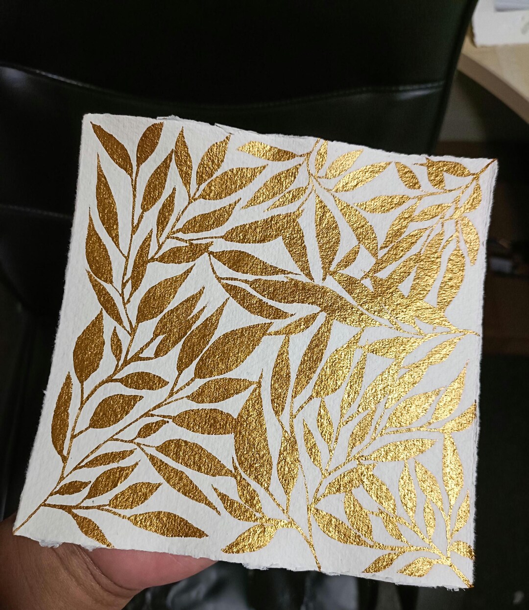 Leaf Pattern in Red Gold Foliage in Metallic Watercolour Red Gold ...