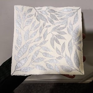 Leaf Pattern in Ink Aluminium Silver Ink Foliage in Metallic Ink Silver ...