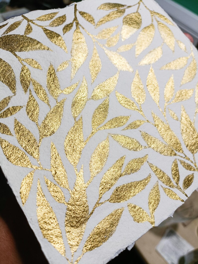Leaf Pattern in Gold Ink Foliage in Metallic Ink Gold Foliage Gold ...