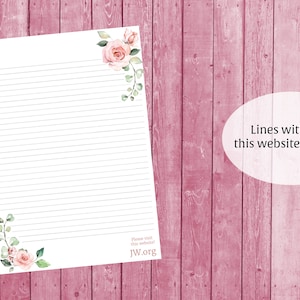 JW Letter Writing Paper Digital Download Lined Website Flower ...