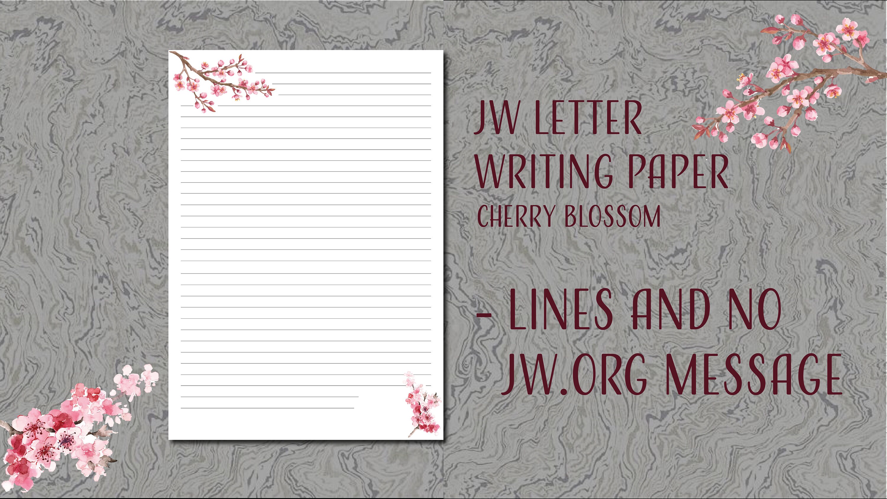 JW Letter Writing Paper Digital Download Lined Website Cherry | Etsy