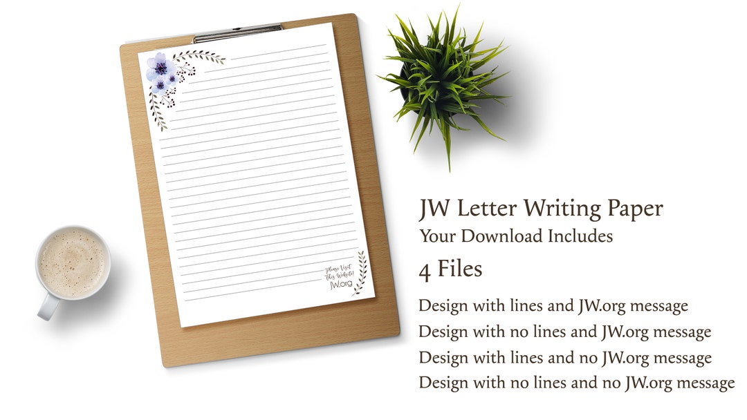 JW Letter Writing Paper Digital Download Lined Website Flowers Leaves ...