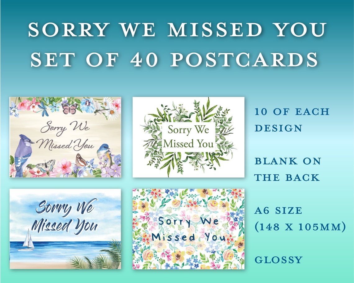JW Set of 40 Postcards Sorry We Missed You Not at Home Pioneer Door to ...