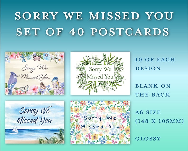 JW Set of 40 Postcards Sorry We Missed You Not at Home Pioneer - Etsy UK