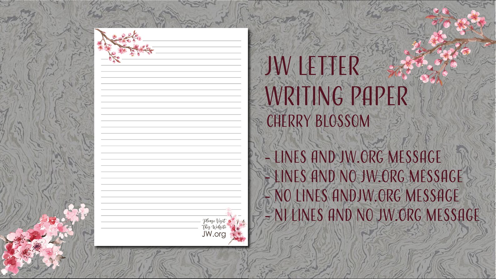 JW Letter Writing Paper Digital Download Lined Website Cherry | Etsy
