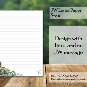 JW Letter Writing Paper Digital Download Stag Leaves Deer Forest Jw.org ...