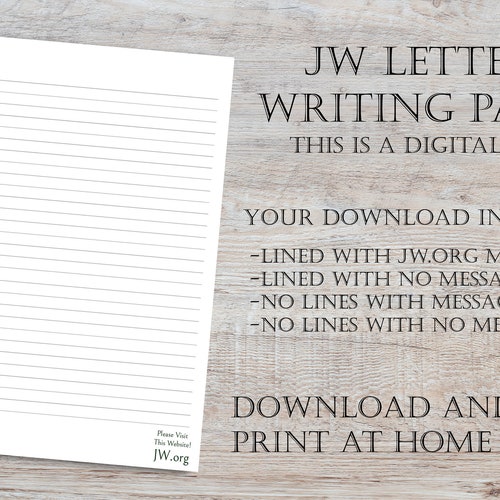 JW Letter Writing Paper Digital Download Green Olive Leaf Side - Etsy