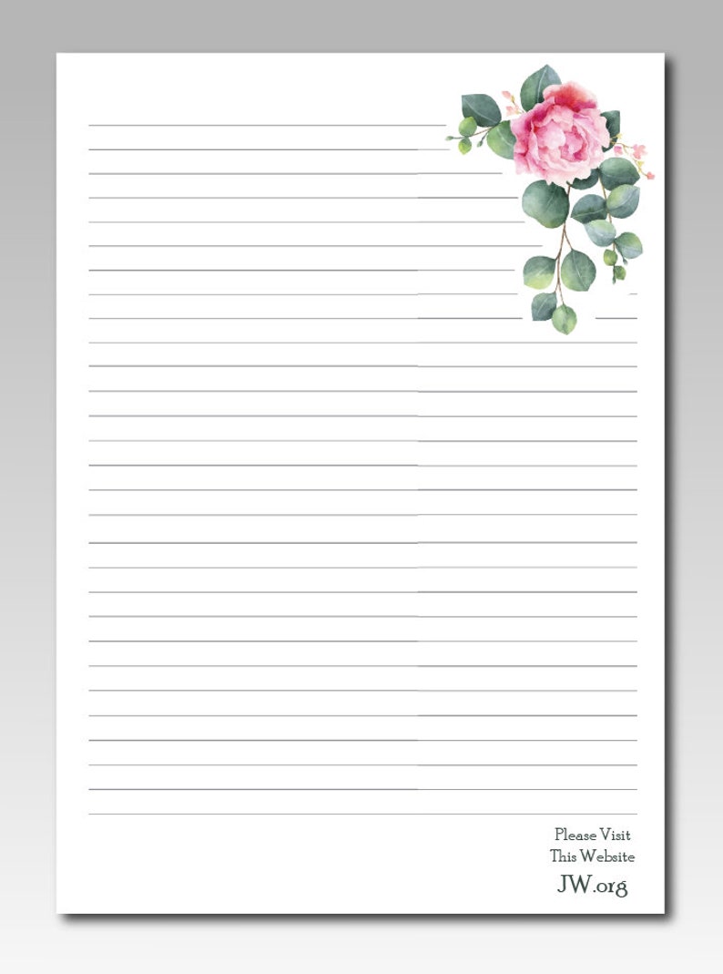 JW Letter Writing Paper Digital Download Lined Website Peony - Etsy