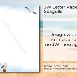 JW Letter Writing Paper Digital Download Lined Website Seagulls Sand ...