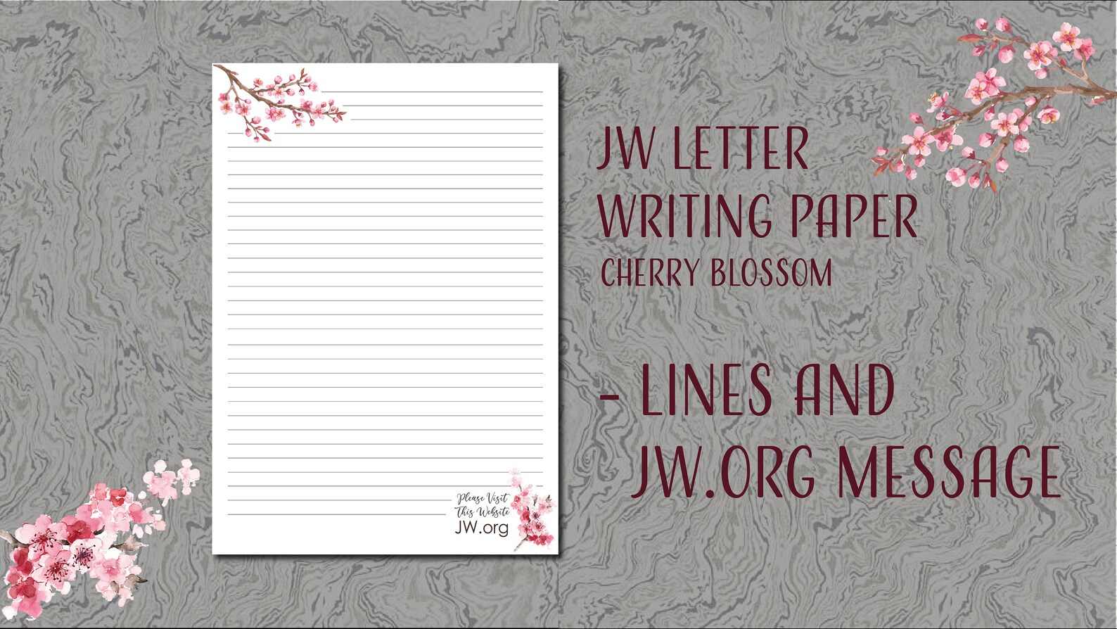 JW Letter Writing Paper Digital Download Lined Website Cherry | Etsy