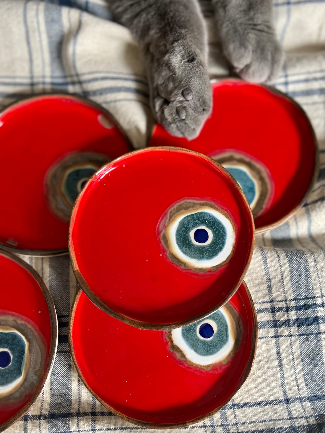 Red Evil Eye Ceramic Plate - Etsy