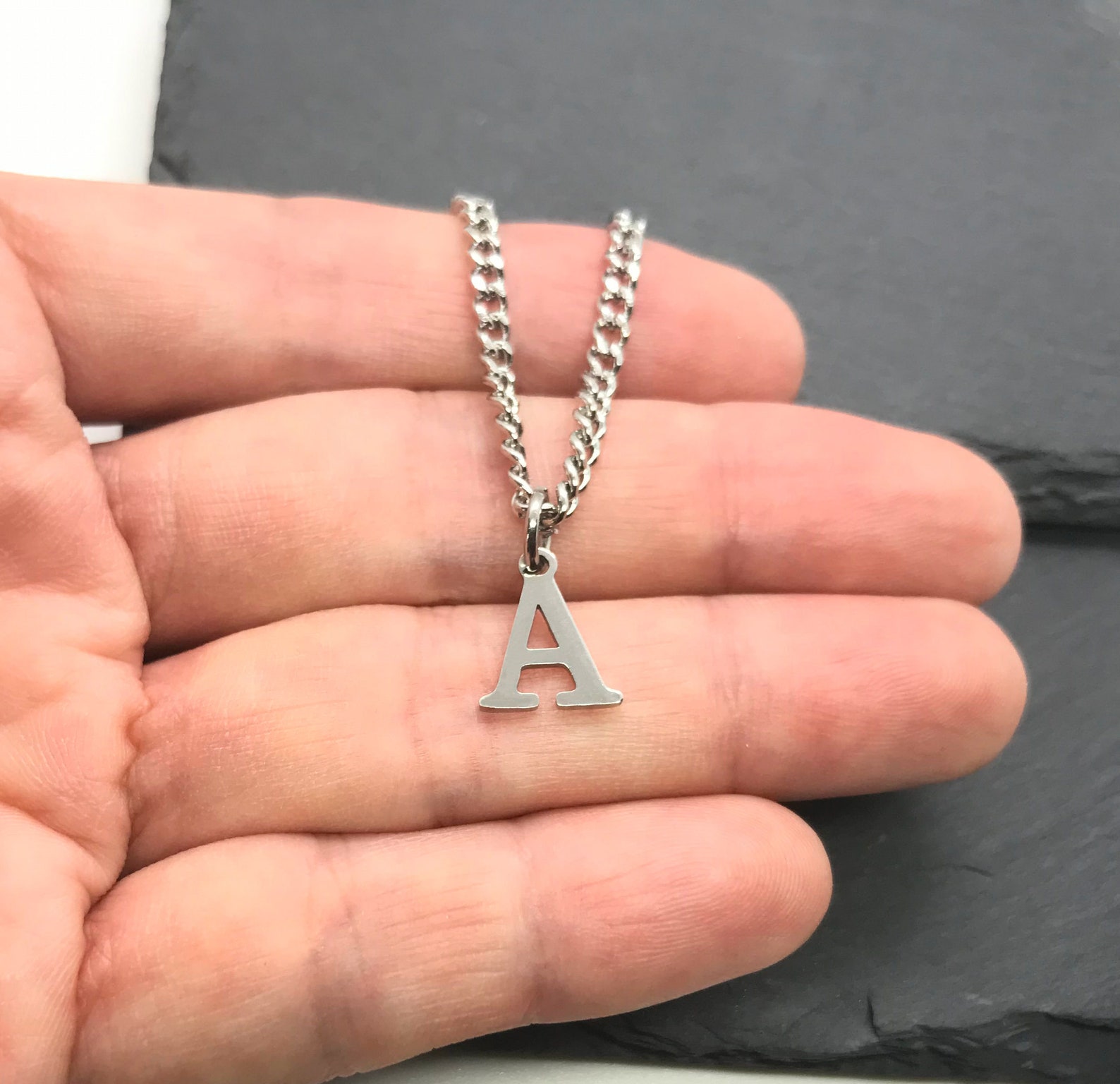 Tiny Stainless Steel Initial Necklace Small Pendant, Stainless Steel ...