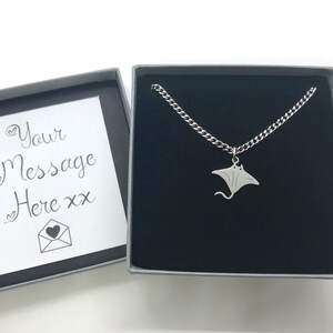 Tiny Stainless Steel Manta Ray Stingray Ray Fish Pendant Necklace Men ...