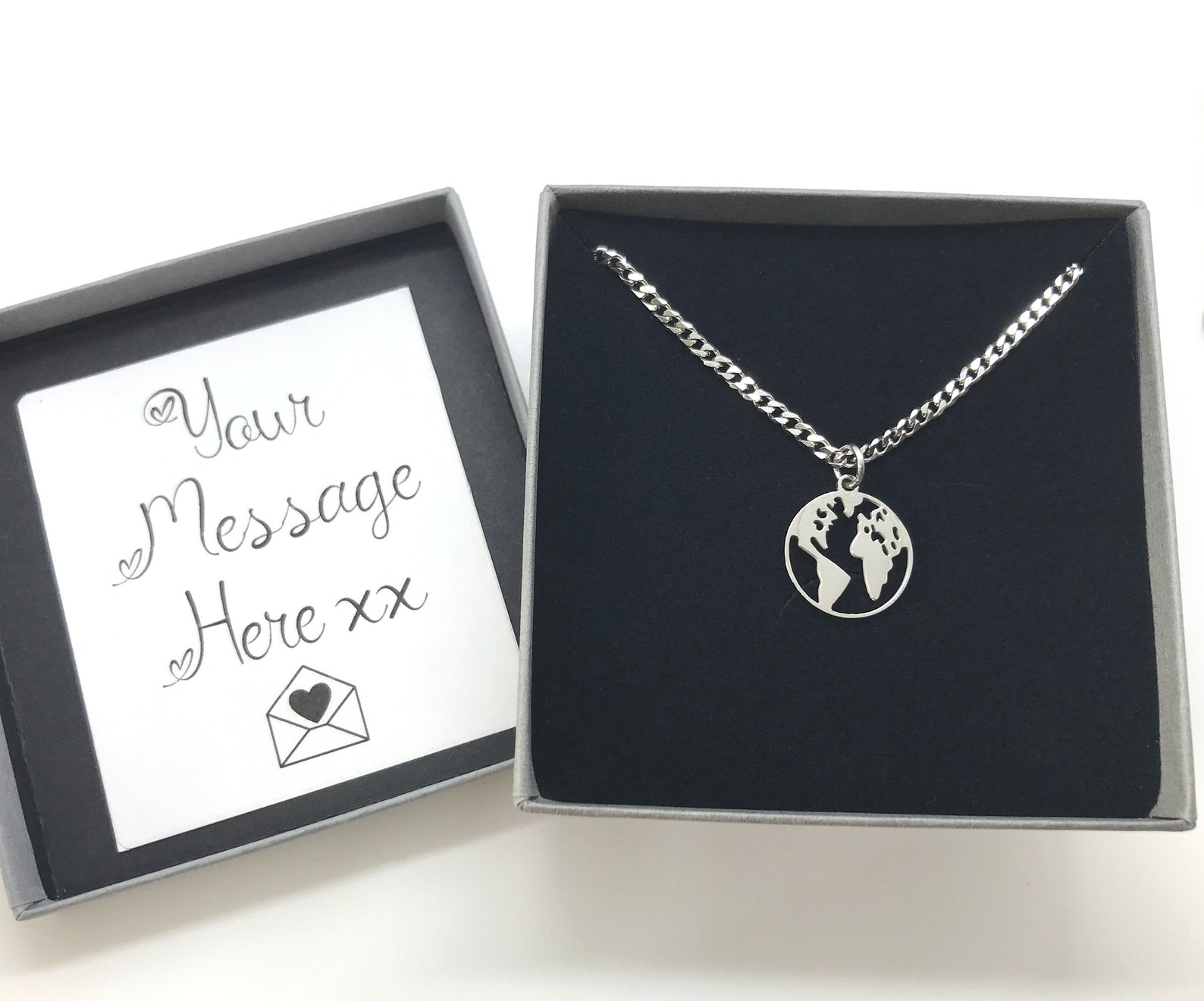 Stainless Steel Planet Earth Pendant Charm Necklace Chain - Etsy UK